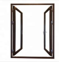 China Wood Grain Aluminum Swing Doors , Exterior Glass Swing Door Low E Glazed for sale