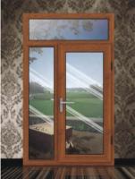 China Wood Grain Aluminum Swing Doors , Exterior Glass Swing Door Low E Glazed for sale