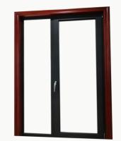 China Golden Oak Aluminium Timber Casement Doors And Windows Tempered Glazed for sale