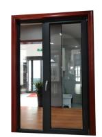 China Golden Oak Aluminium Timber Casement Doors And Windows Tempered Glazed for sale