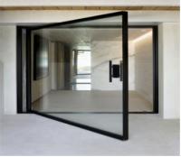 China Modern Aluminium Pivot Entry Doors Wooden Grain Finish ISO45001 For Patio for sale