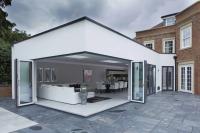China Corner Folding 3m Aluminium Bifold Doors Insulating Glazed Ultra Silver for sale