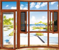 China Wood Grain Frame Aluminum Flush Casement Doors Double Track With Heat Strip for sale