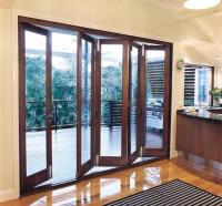China Wood Grain Aluminum Folding Doors Fiberglass Non Thermal Break for sale