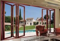 China Wood Grain Aluminum Folding Doors Fiberglass Non Thermal Break for sale