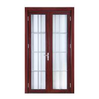 China Single Leaf 6063 Aluminum Swing Doors Wood Surface Waterproof 8mm Hollow Glass for sale