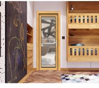 China Single Leaf 6063 Aluminum Swing Doors Wood Surface Waterproof 8mm Hollow Glass for sale