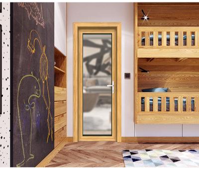 China Single Leaf 6063 Aluminum Swing Doors Wood Surface Waterproof 8mm Hollow Glass for sale