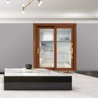 China Non Thermal Break Aluminum Sliding Doors With 2 Track 1.6mm Thickness Wood Grain for sale