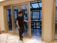 China Golden Surface Aluminum Sliding Doors , Large Aluminium Sliding Doors ISO14001 for sale