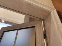 China Solid Wood Grain Hinged Glass Shower Door , 45mm Aluminum Frame Glass Door for sale