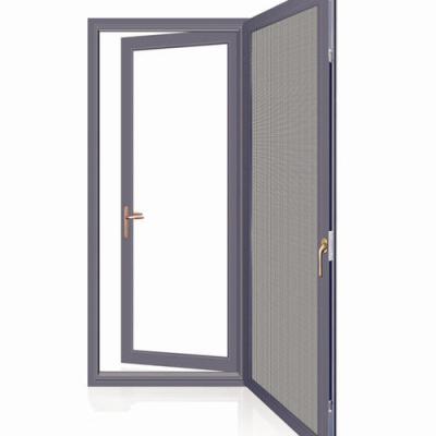 China Screen Integrated Aluminum Swing Doors Casement Double Glass Curved Inner Sash for sale