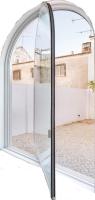China ODM Aluminum Interior Pivot Doors Black Aluminum With Round Top for sale