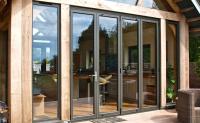 China Apartment Aluminum Folding Doors Fluorocarbon With Stainless Steel Security Mesh for sale