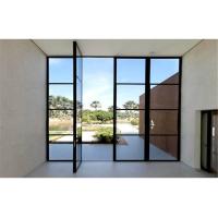 China ODM Patio Black Aluminium Frame Glass Door With Grids One Side Fixed Or Swing for sale