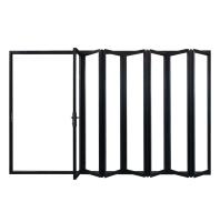 China Double Tempered Glass Black Aluminum Bifold Doors , Sliding Folding System Doors for sale