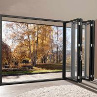 China Double Tempered Glass Black Aluminum Bifold Doors , Sliding Folding System Doors for sale