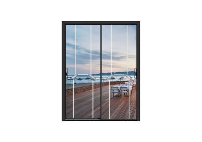 China Concave Handle Aluminium Powder Coated Sliding Doors Triple Rail Patio Doors for sale
