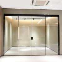 China Concave Handle Aluminium Powder Coated Sliding Doors Triple Rail Patio Doors for sale