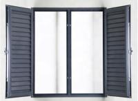 China Internal Aluminium Louver Doors Swing Up And Down With Frosted Glass Panels for sale
