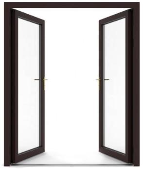 China PVDF Coated Aluminium Casement Doors , Toughened Glass External Doors Anodized for sale