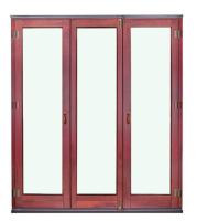 China Wood Grain Frame Aluminum Folding Windows Double Laminated Glazed  ISO14001 for sale