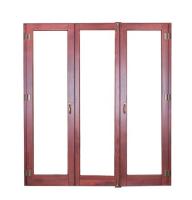 China Wood Grain Frame Aluminum Folding Windows Double Laminated Glazed  ISO14001 for sale