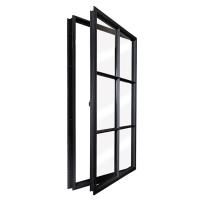 China Aluminium Casement Doors Double Hollow Glass Grill With Retro Gold Handle for sale