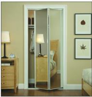 China Narrow Frame Aluminum Folding Doors , Single Tempered Glass Wardrobe Bifold Doors for sale