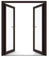 China Double Tinted Glass Aluminum Swing Doors Flucarbon With Fiberglass Flyscreen for sale