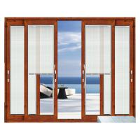 China Hall 6063 Aluminum Sliding Doors With Mesh Wood Grain Frame for sale