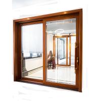 China Two Track Aluminum Sliding Doors For Balcony Wood Grain 1.5mm Thickness Fireproofing for sale