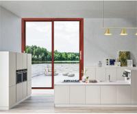 China Two Track Aluminum Sliding Doors For Balcony Wood Grain 1.5mm Thickness Fireproofing for sale