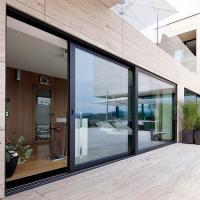China Residential Exterior Insulated Aluminum Sliding Glass Door Matt Black for sale