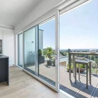 China 1.0mm Thickness Aluminum Sliding Doors Metal Frame Double Tracks Exterior Glass Door for sale