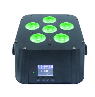 China Dj stage light battery quad rgbwa uv 6in1 par light 6x18w battery wireless dmx led uplight for wedding for sale