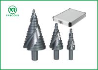 China Metric 3 Flats Shank HSS Step Drill Bit , Spiral Flute Step Up Drill Bit Chip Breaker for sale