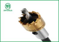 China M35 Gold Coated HSS Hole Saw , Three Flat Shank 6mm Hole Saw 18 Degree Split Teeth for sale