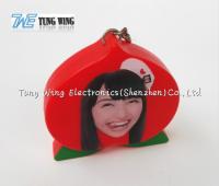 China OEM Funny Red Peach Shaped Musical Keyring , Custom Talking Keychain for sale