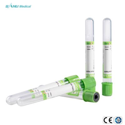 China Disposable Sodium Heparin Plasma Blood Collection Tubes Green Top 13*100 for sale