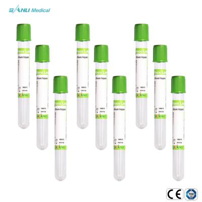 China Disposable Blood Collection Green Top Heparin Tube Coated Spray Dried Lithium Heparin for sale
