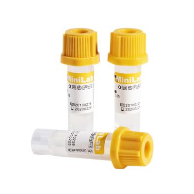 China Yellow Top Capillary Blood Collection Tubes 0.2ml 0.25ml 0.5ml 100pcs tray for sale