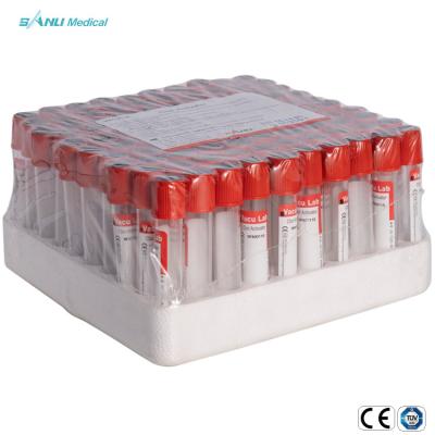 China 16x100mm Plastic Blood Collection Tubes Clot Activator Additive Red Top for sale