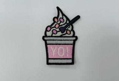 China Custom Embroidered Patches Heat Transfer Labels for Clothing Cotton Satin 5cm for sale