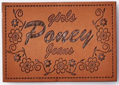 China Custom PU Leather Patches for Clothing Bags Shoes Embossed Logo 3D Effect for sale