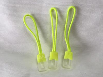 China Transparent Rubber Zipper Puller with Woven Fabric String 2 Color Auto-Lock Eco-Friendly for sale