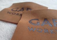 China Custom Embossed Genuine Leather Patches Tan Color for Jeans 100pcs MOQ for sale
