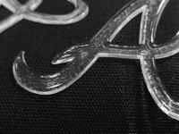 China Custom Imitate Ice Semi Transparent Glossy TPU Logo Heat Transfer Badge for Garment 3D for sale