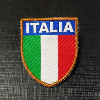 China Custom Embroidered Shield Flag Patch Sew-on Clothing Label 5x7 cm Cotton Polyester for sale