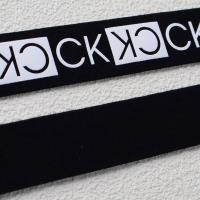 China Custom Silicone Printed Elastic Webbing Tape 2-Color Logo Branded Elastic Band for Apparel Bags for sale